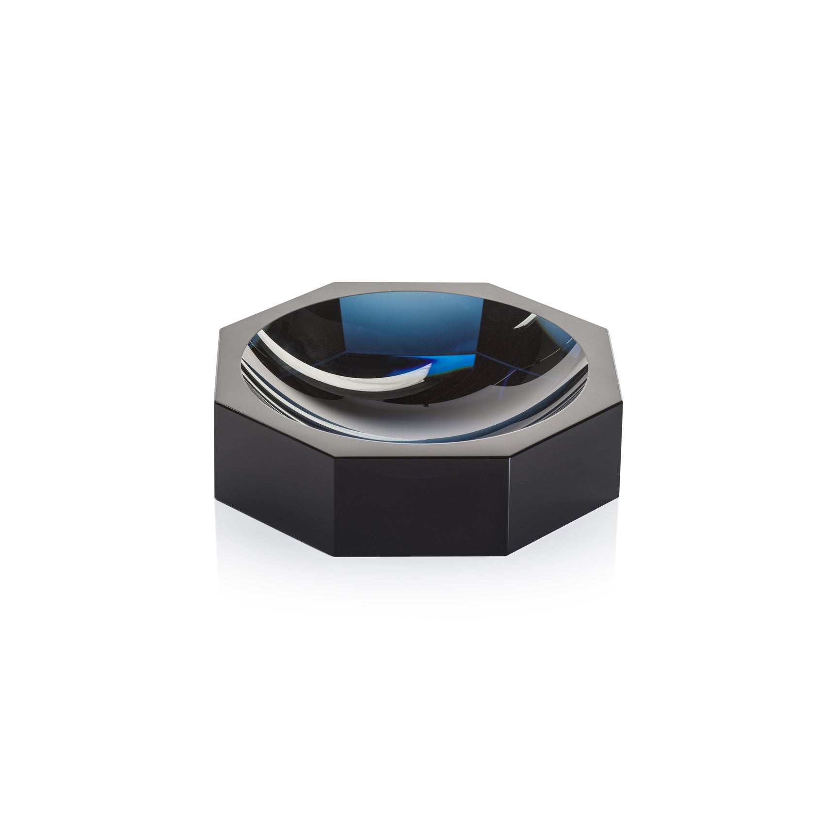 Deep Blue Glass Octagon Bowl